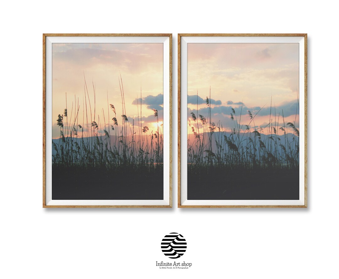 Sunset Wall Artfeather Reed Grasses Printset of 2 Coastal - Etsy UK