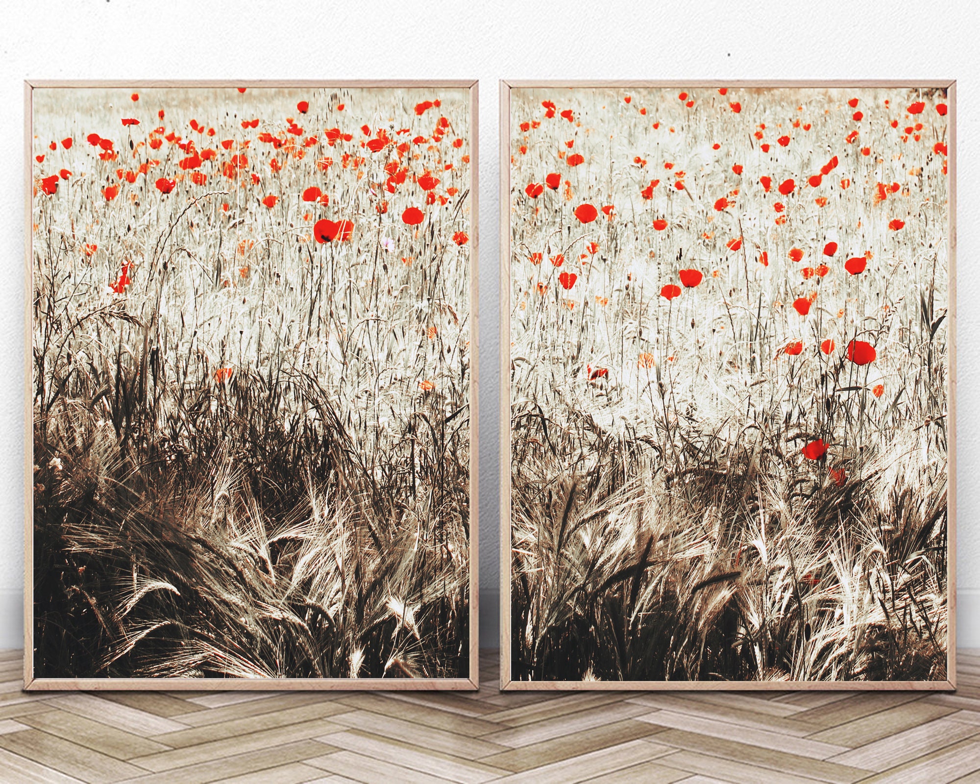 Poppy Print Set of 2instant Artflowers Printmodern - Etsy