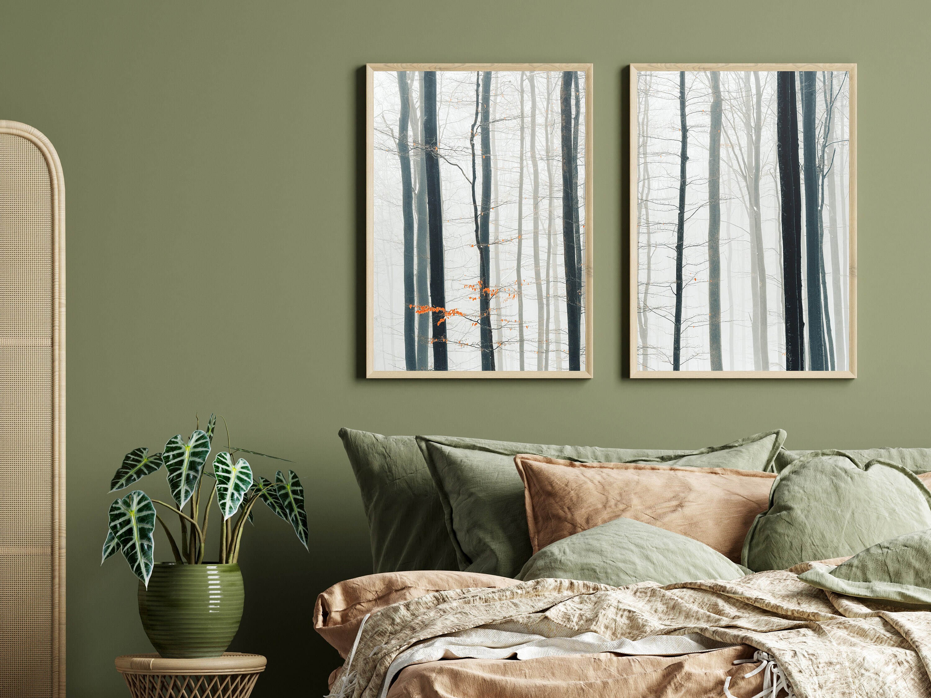 Forest Prints, Set of 2 Foggy Trees Wall Art Set, Branches Photography ...