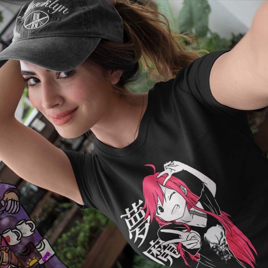 DOUBLE PEACE Kawaii Anime Girl T-shirt, Kanji Read Succubus, Japanese ...