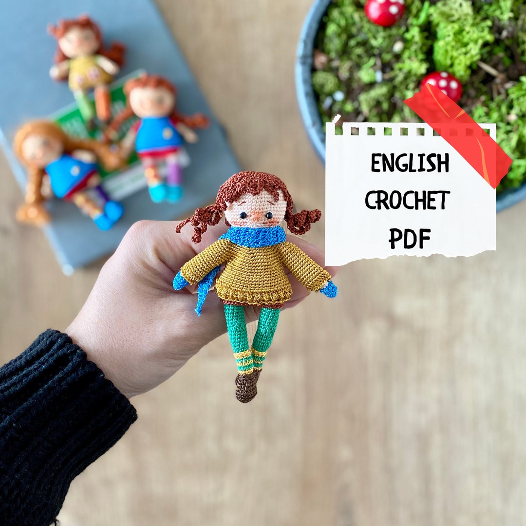Miniature Crochet Pattern – Freckled Girl With Braids | Whimsical Doll ...