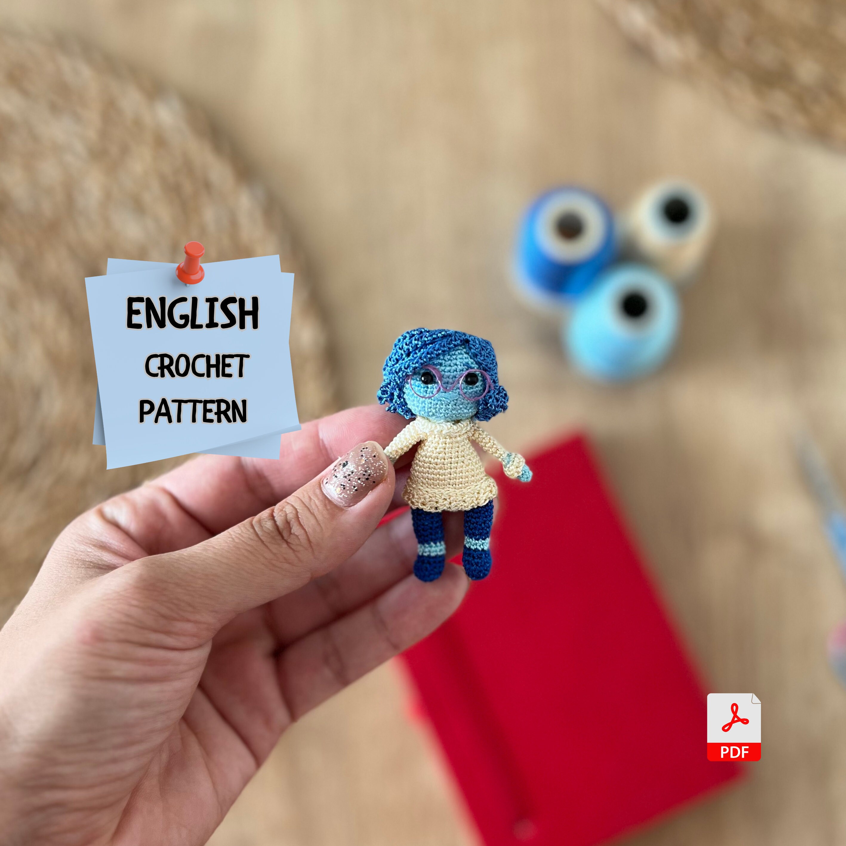 Tiny Sadness Amigurumi Crochet Pattern – Blue Emotions Inspired Mini ...