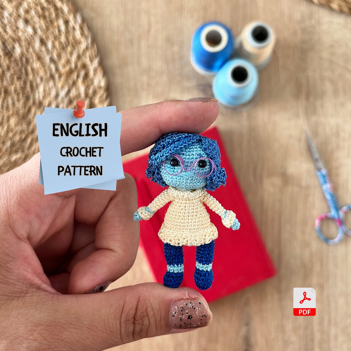 Tiny Sadness Amigurumi Crochet Pattern – Blue Emotions Inspired Mini ...