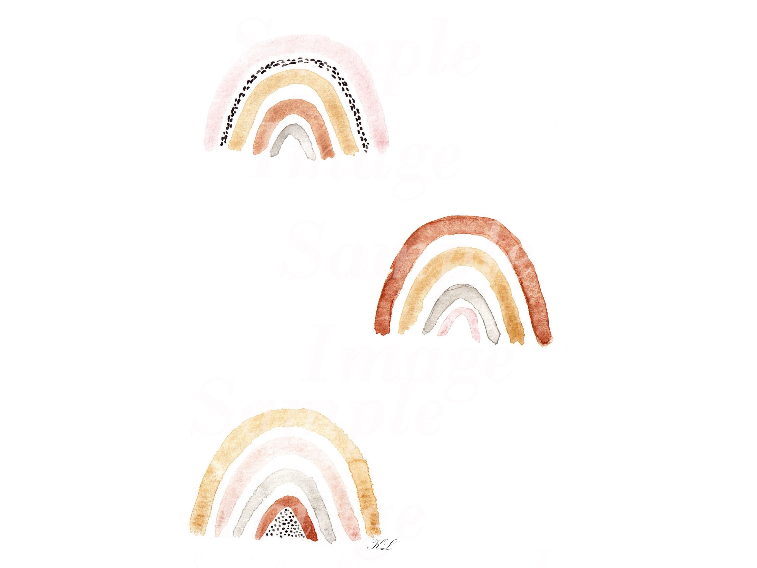 Neutral Watercolour Rainbow Set of 2 Nursery/bedroom/office Wall Art ...