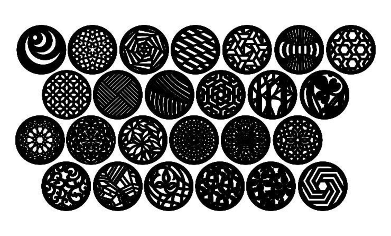 Round Coasters 25pc. Pkg. 1. Geometric Vector Files, for Laser Cutter ...