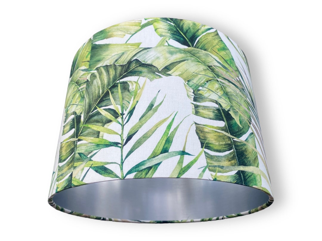 Botanical Leaves Lampshade, Foliage Drum Shade, Leaf Print Table Lamp ...