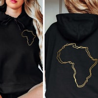 African Map Sweatshirt: Ankara Print Fabric Unisex Sweater, Gold - Etsy