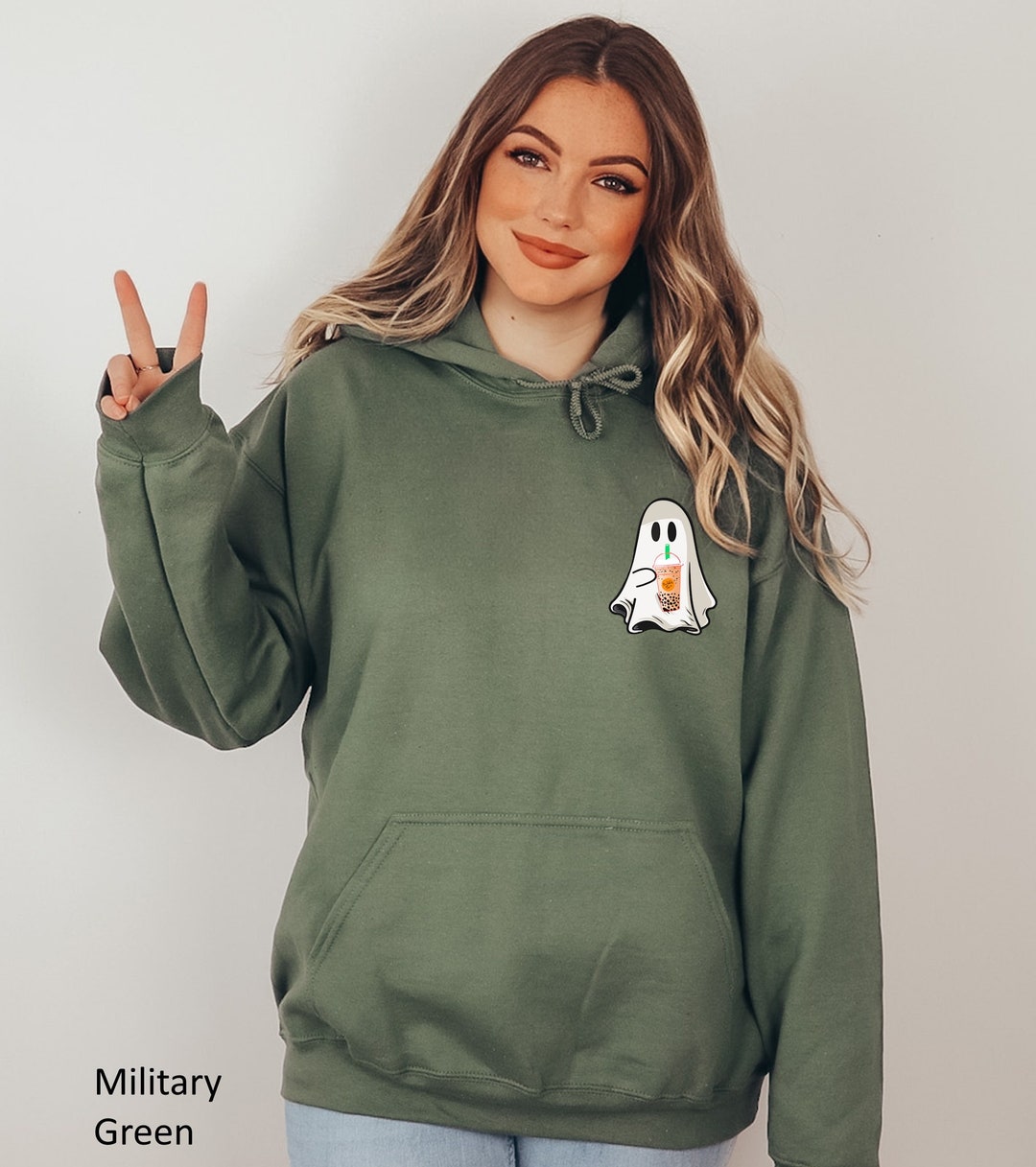 Little Ghost Bubble Tea Halloween Hoodies, Halloween Ghost Hoodies, Spooky Season Hoodies, Ghost ...