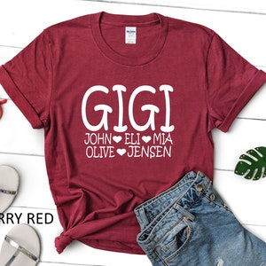 Personalized Gigi T-shirt With Grandkids Names , Gigi Tee , Gigi Gift ...