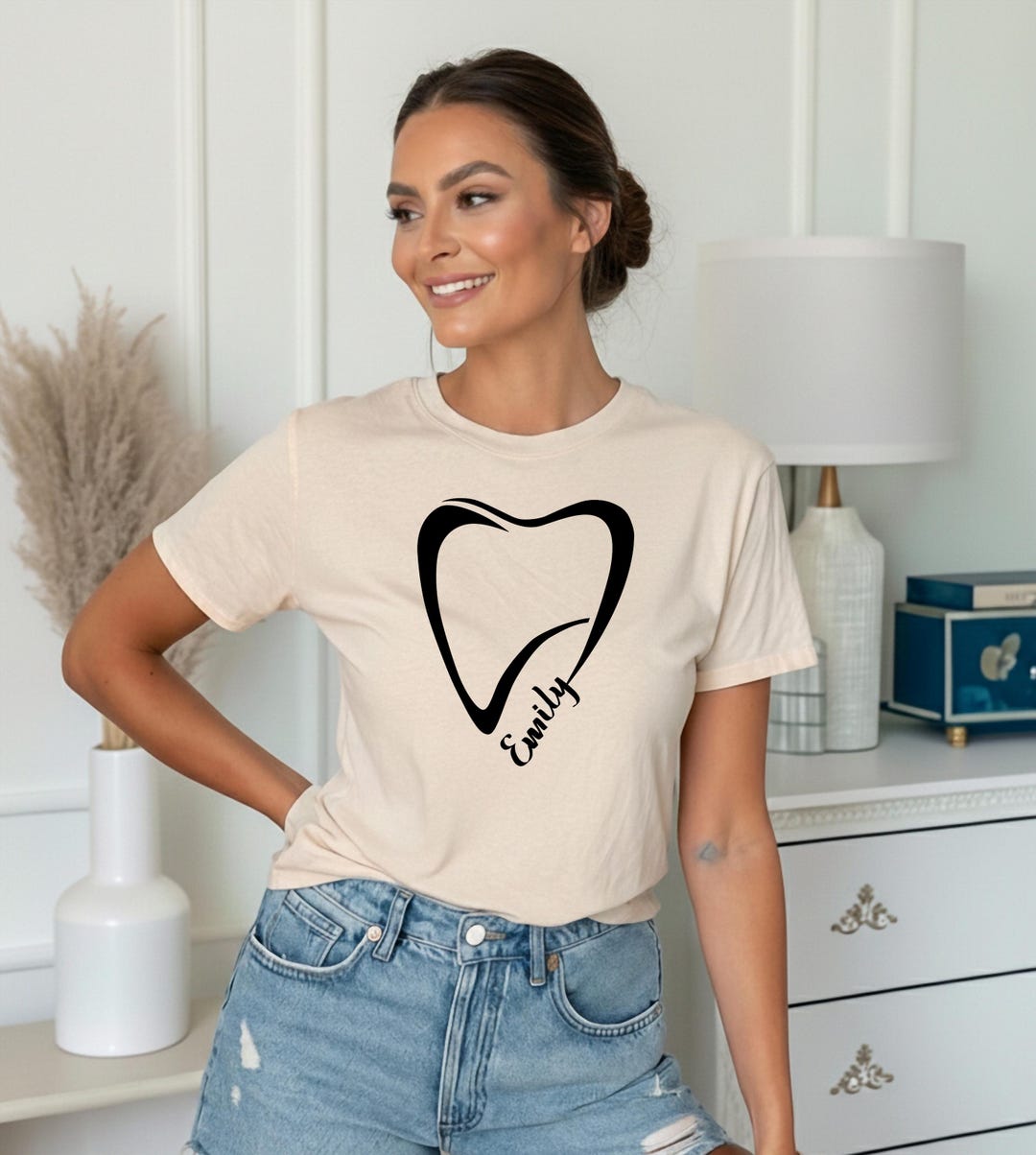 Personalized Tooth Line Art Shirt, Dentist Gift, Dental Hygienist Tee ...