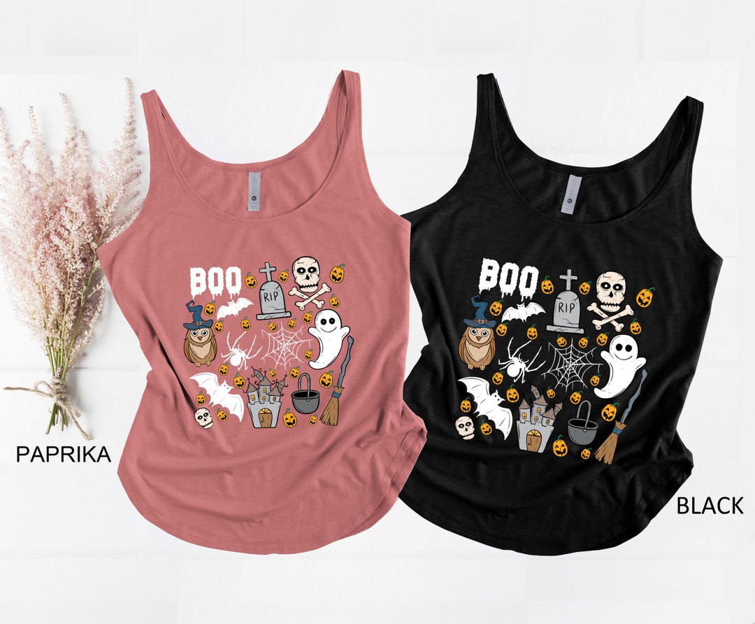 Halloween Ghost Tank Top, Witch Halloween Tank Top, Halloween Pumpkin ...