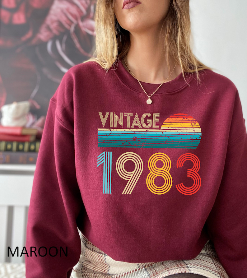 Vintage 1983 Retro Sweatshirt, 40th Birthday Sweatshirt, 40th Birthday ...