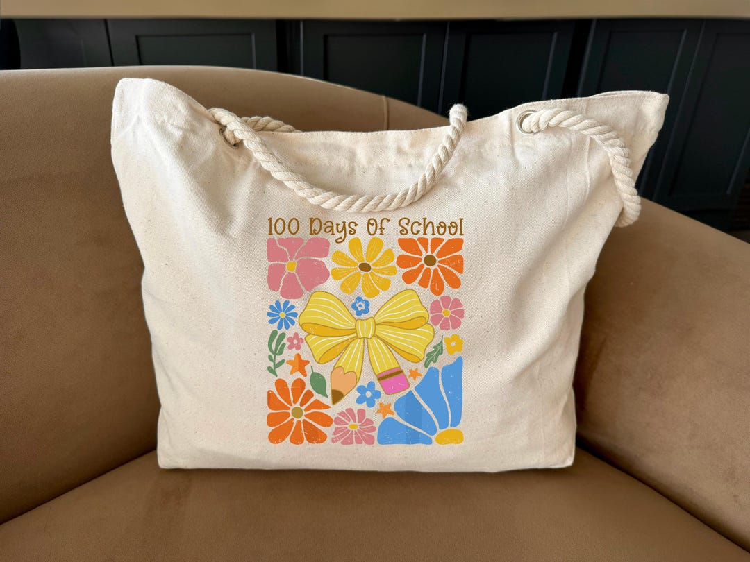 100 Days of School Tote Bag, Teacher 100 Days of School Totes, Kids ...
