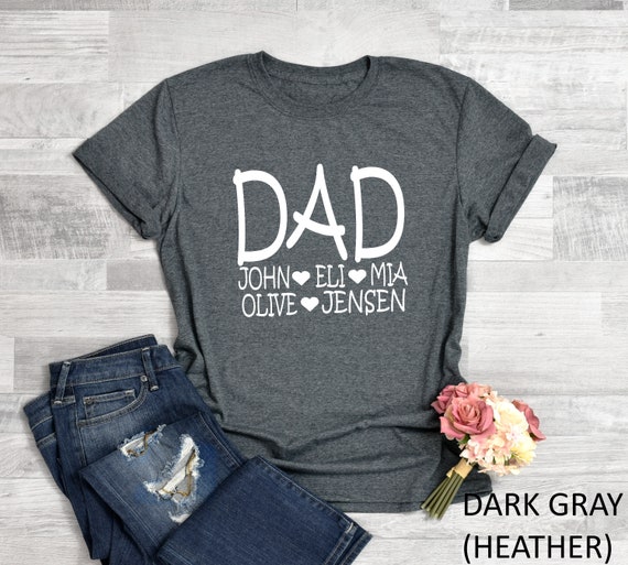 Personalized Dad Shirt With Kids Names Dad Shirt Gift for - Etsy