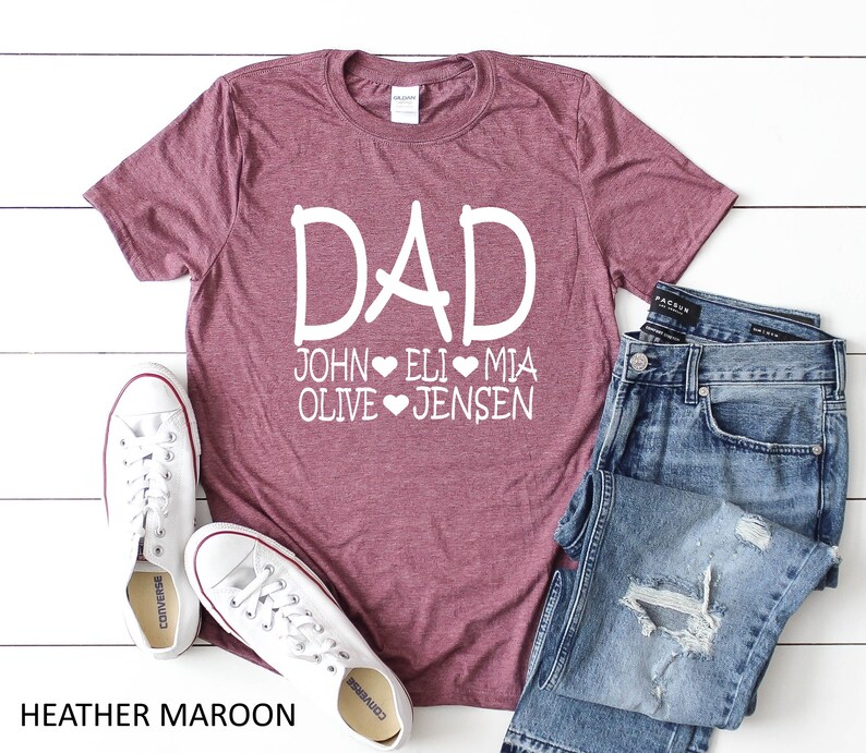 Personalized Dad Shirt With Kids Names Dad Shirt Gift for - Etsy
