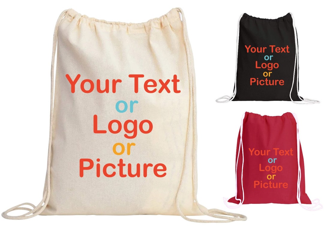 Custom Drawstring Back Bag, Personalised Drawstring Bags, Custom Text ...