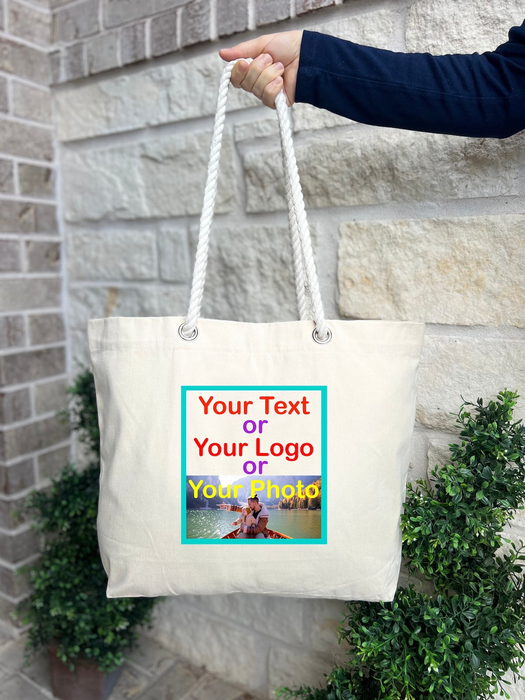 Custom Tote Bag, Gift Tote Bag, Custom Text Tote Bag, Custom Logo Tote ...