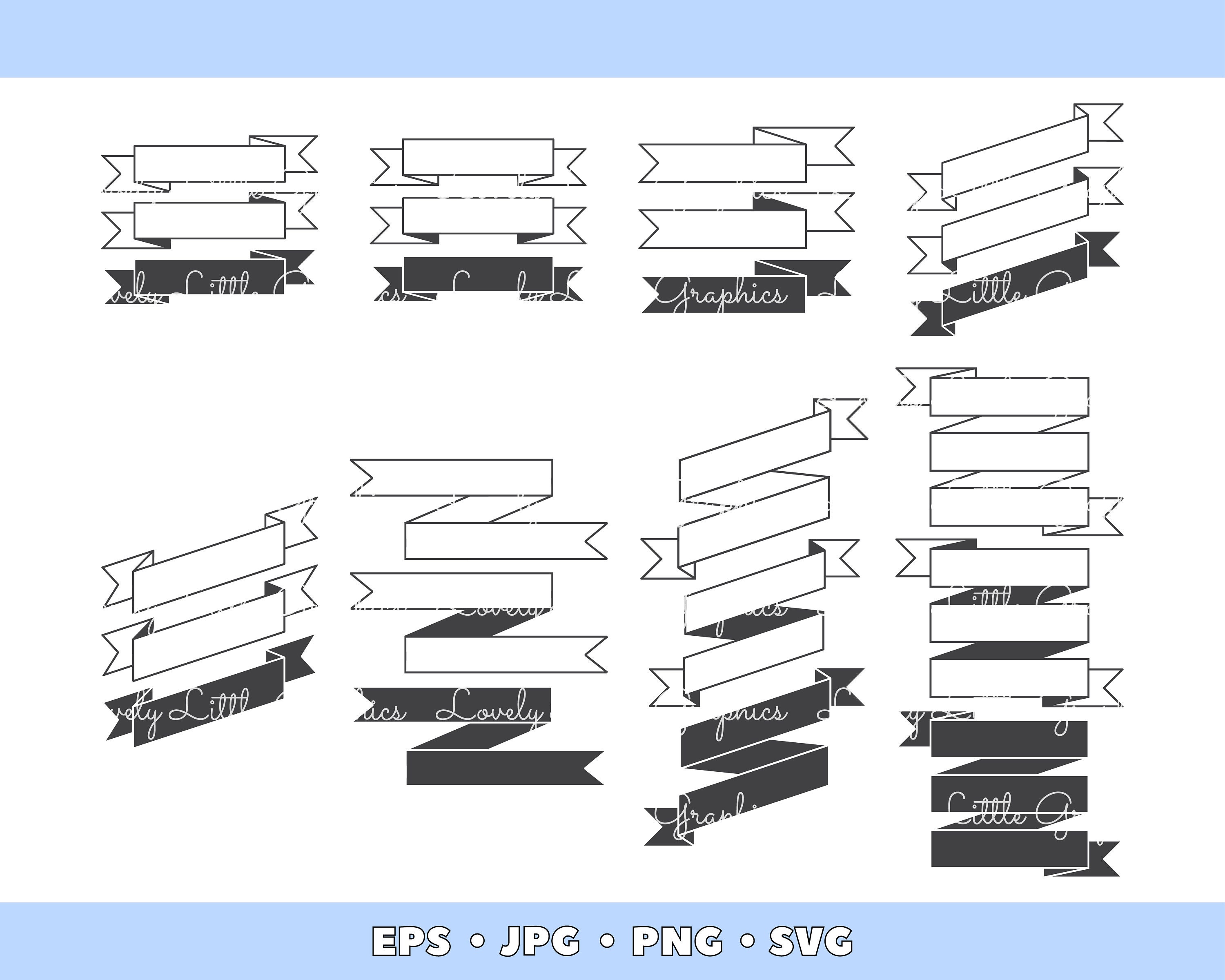 Straight Ribbon Design Elements, Ribbon Graphics, Multiple Line Ribbons ...