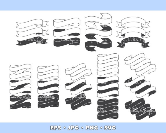 Wavy Ribbon Design Elements Ribbon Graphics Multiple Line | Etsy