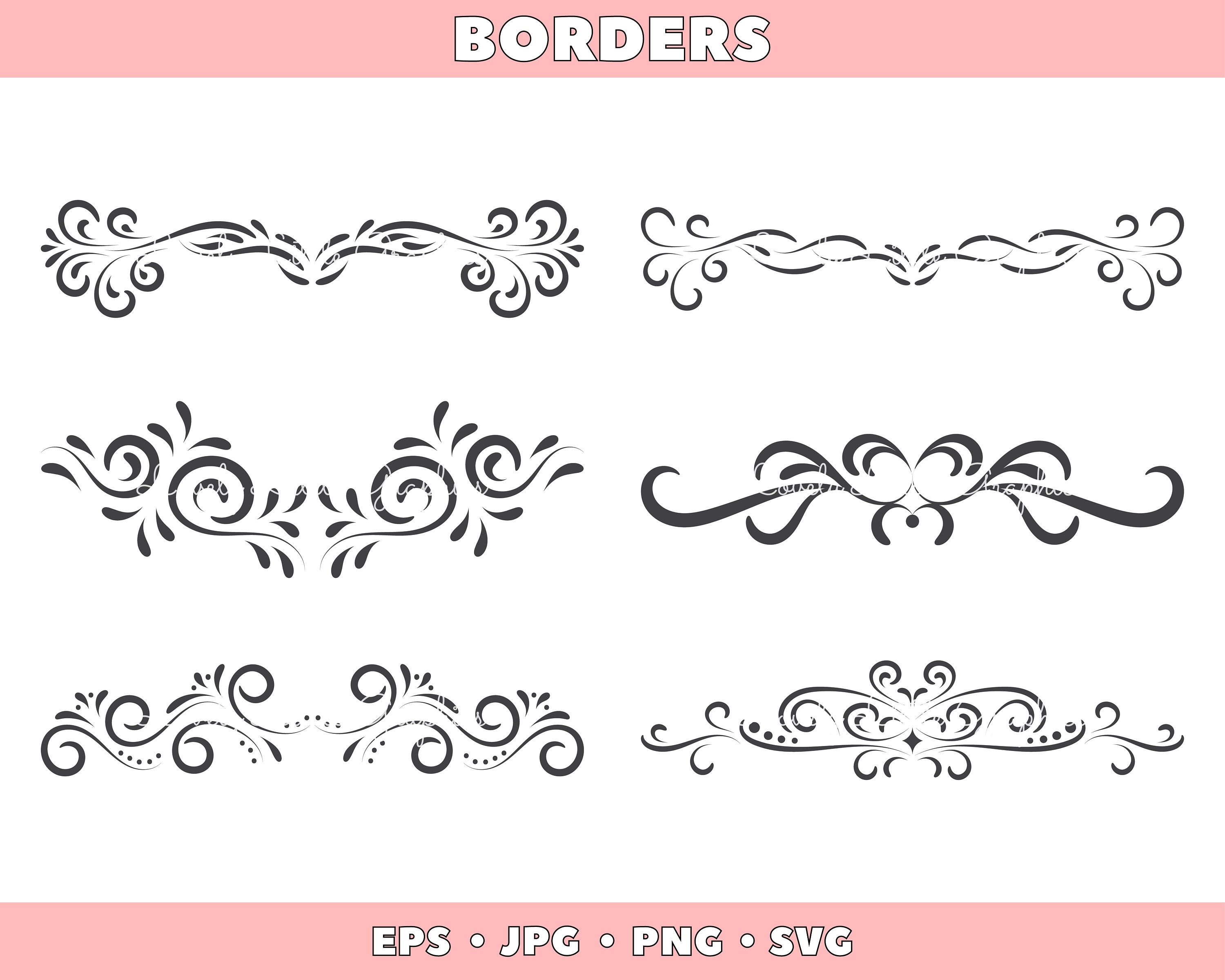 Decorative Flourish Border Set, Flourish Divider, Fancy Swirls ...