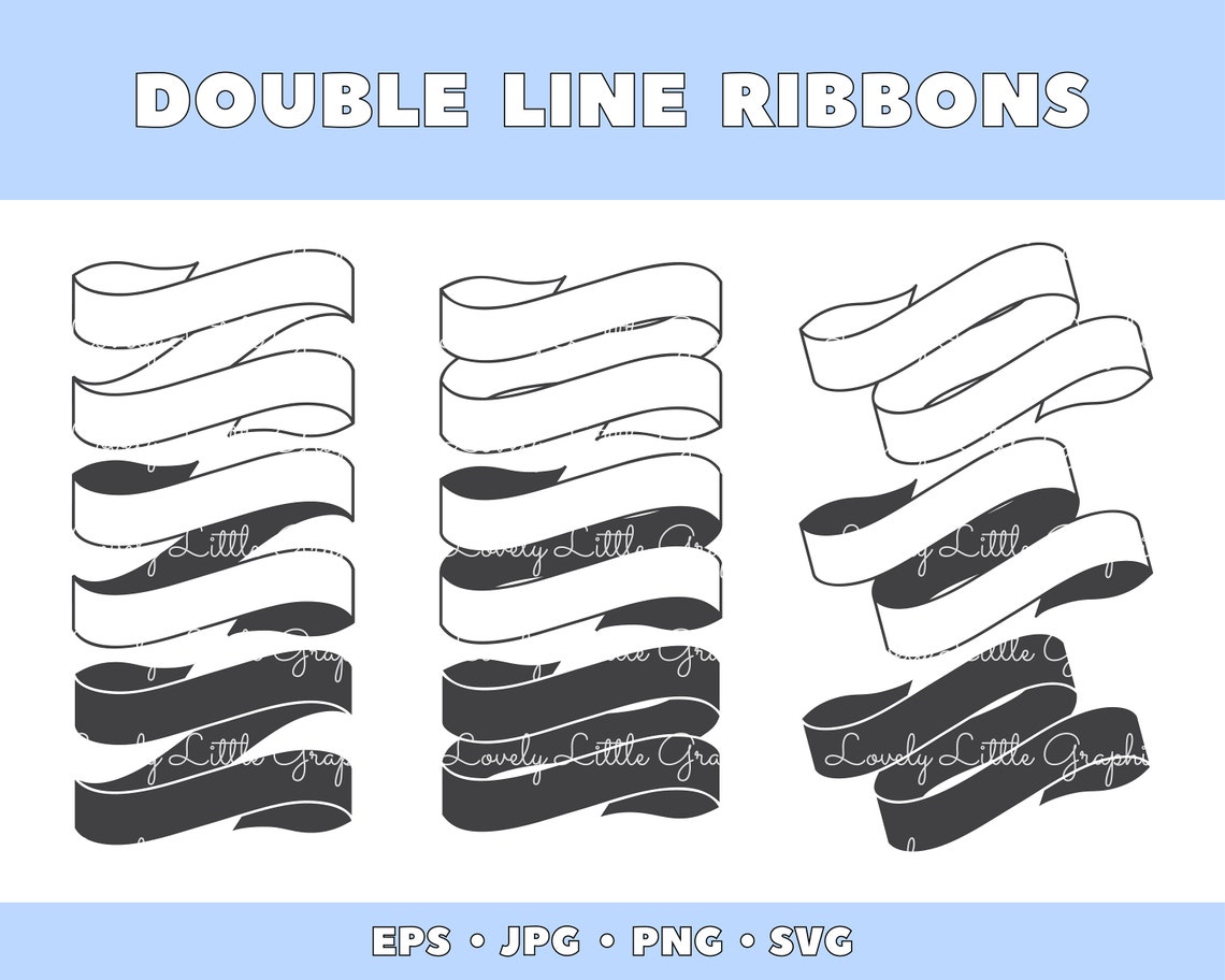 Wavy Ribbon Design Elements, Ribbon Graphics, Multiple Line Ribbons ...