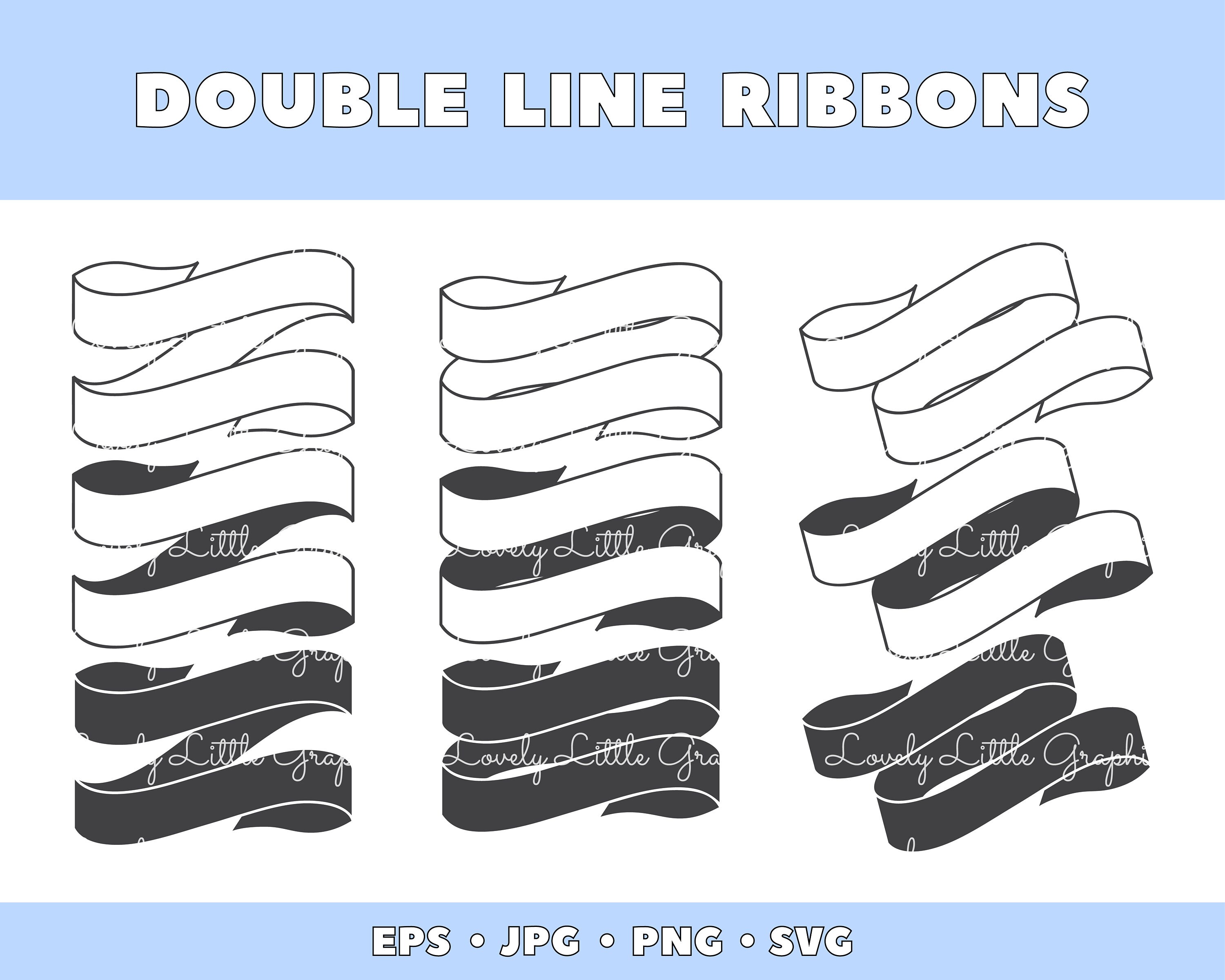 Wavy Ribbon Design Elements, Ribbon Graphics, Multiple Line Ribbons ...