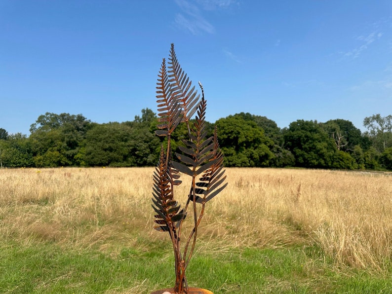 Fern Sculpture With Fern Leaves - Garden Sculpture Rustic Rusty Garden ...