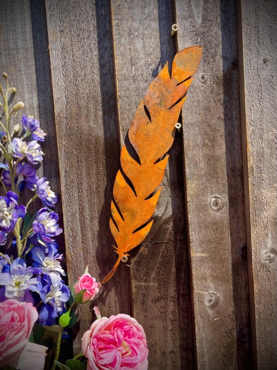 Feather Rustic Rusty Garden Art Yard Art Present Gift Idea - Etsy