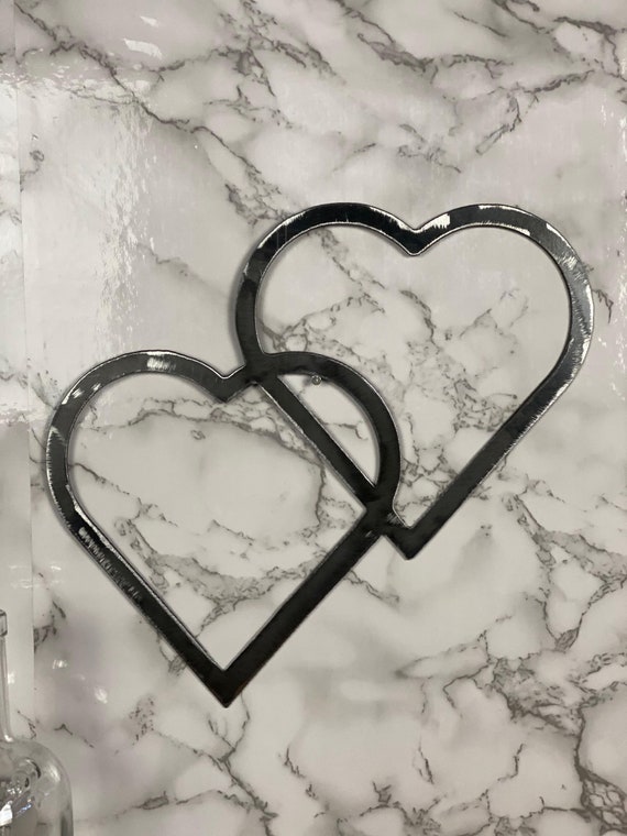 Love Heart Geo Shapes Brushed Steel Wall Art Modern Home | Etsy