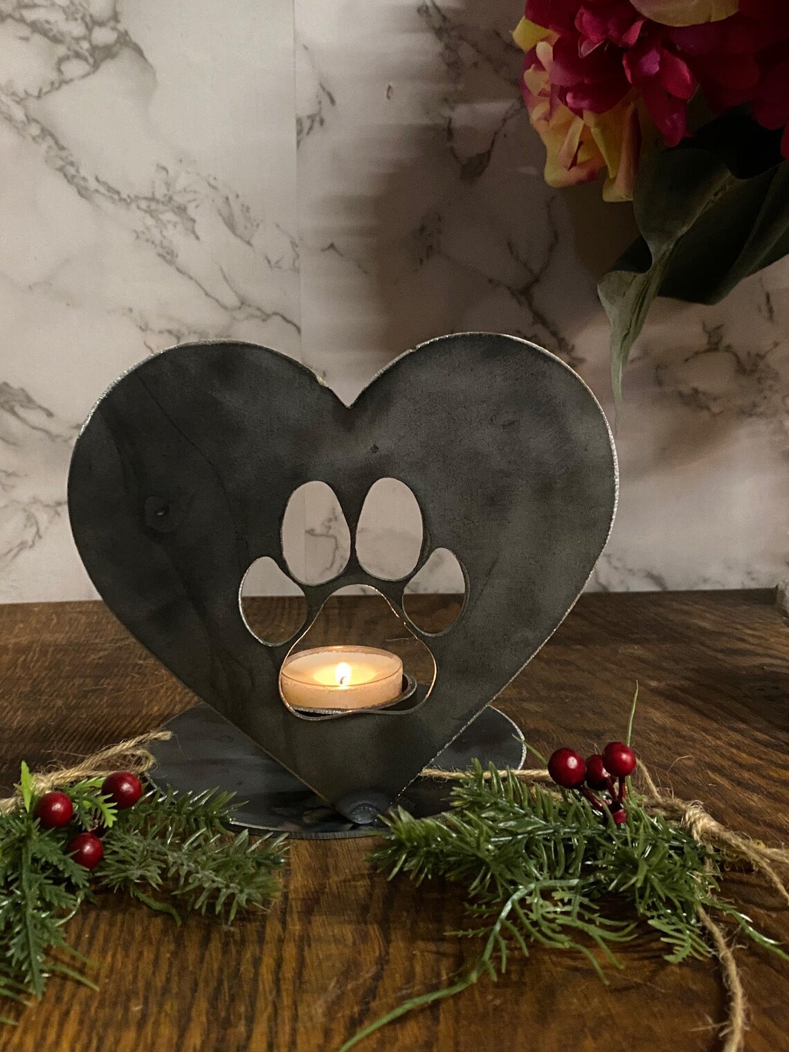 Pet Paw Print Candle Holder Pet Memorial Present Gift Holiday - Etsy
