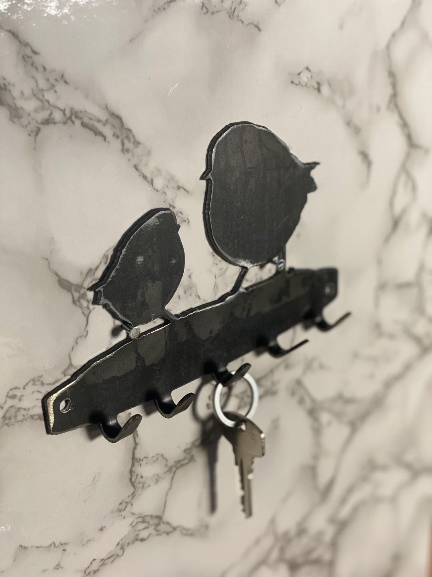 Robin and Baby Bird Key Hook Key Rack Brushed Steel Home - Etsy