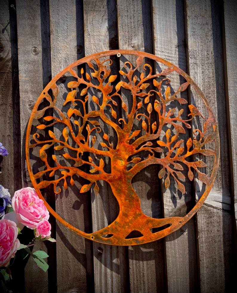 Tree of Life Sign Rustic Rusty Garden Art Yard Art Present - Etsy