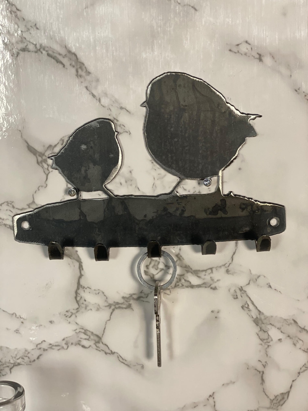 Robin and Baby Bird Key Hook Key Rack Brushed Steel Home Design Present ...