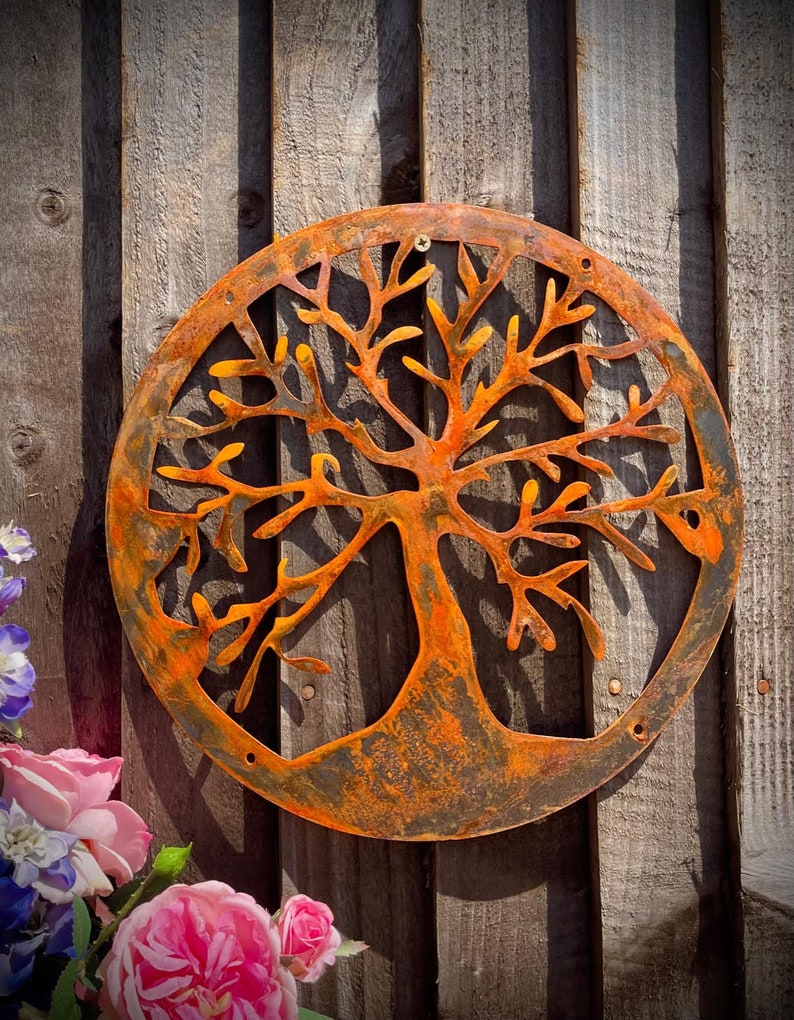 Tree of Life Sign Rustic Rusty Garden Art Yard Art Present - Etsy
