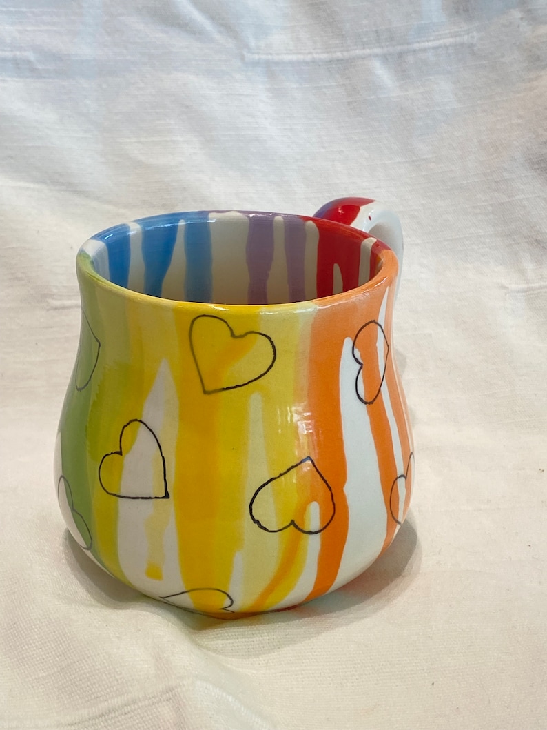 Rainbow Heart Drip Mug - Etsy