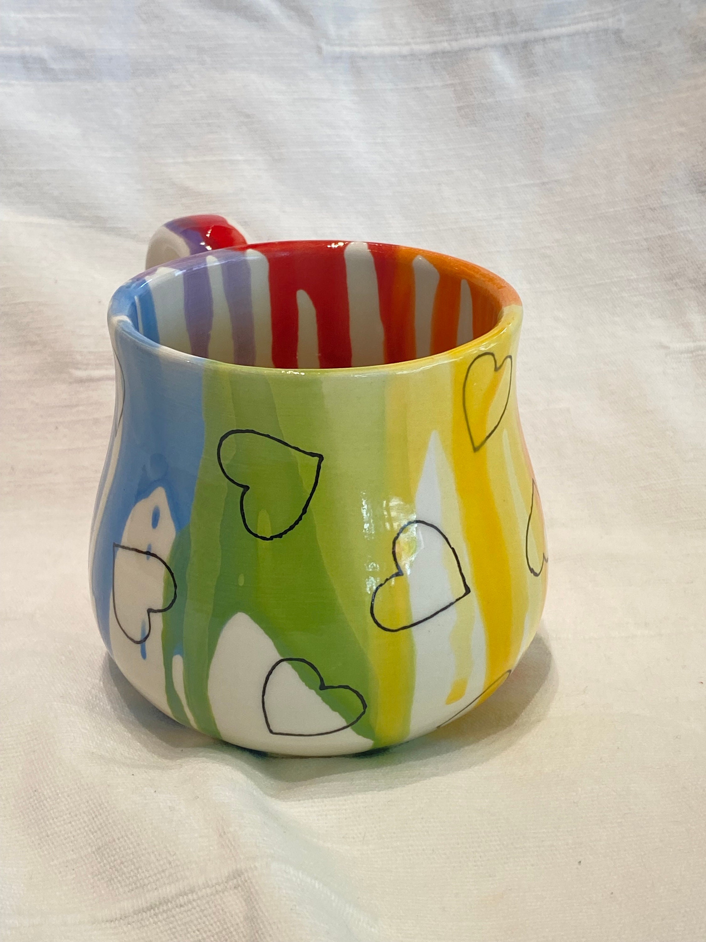 Rainbow Heart Drip Mug - Etsy