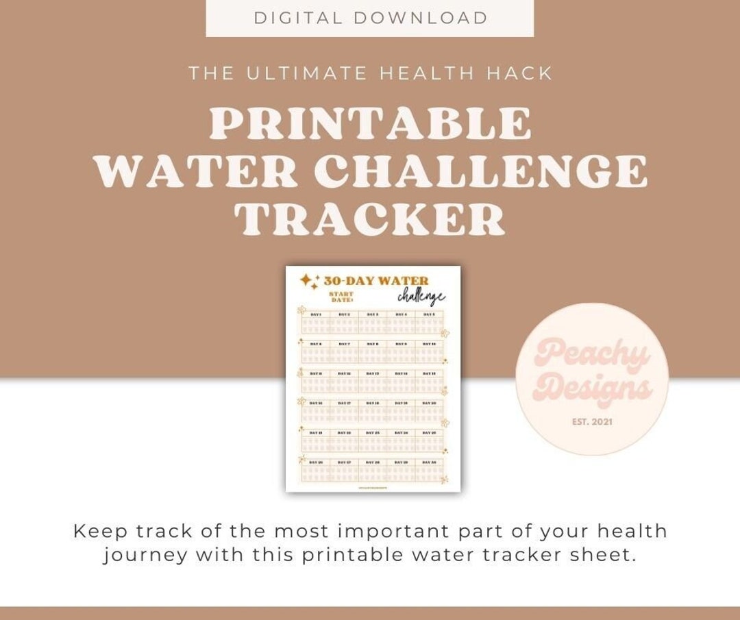 30-day Water Challenge Tracker: Printable Wellness Journal (PDF) - Etsy