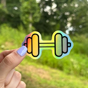 Holographic Dumbbell Vinyl Sticker | Waterproof & Weatherproof | Laptop ...