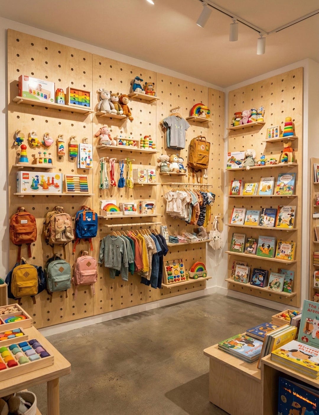 Modern Wooden Pegboard Wall System for Home Organization and Retail ...