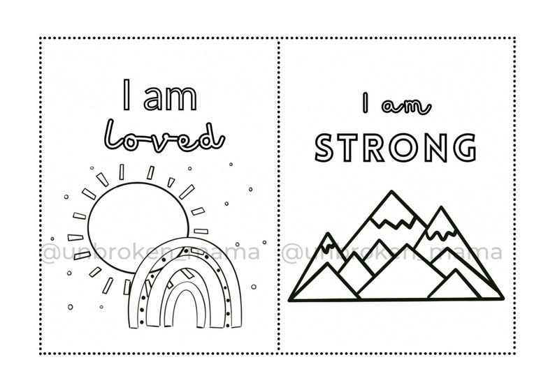 Kids Positive Affirmation Cards: Mindfulness Coloring Set for Children ...