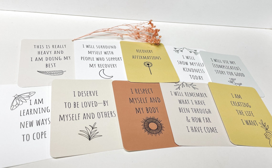 Addiction Recovery Affirmation Cards Set Great AA Recovery - Etsy