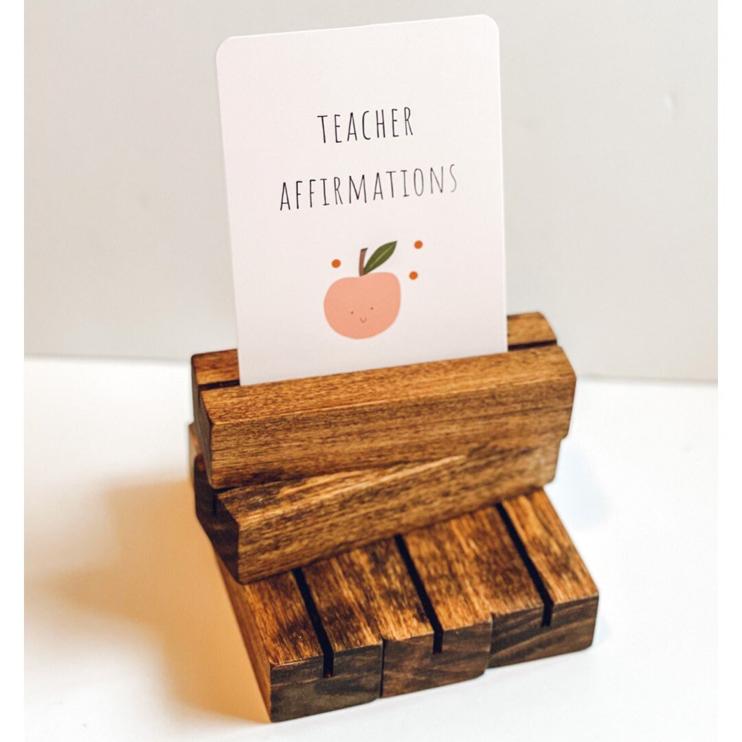 Wooden Brown Stained Natural Wood Card Stand for Affirmation - Etsy