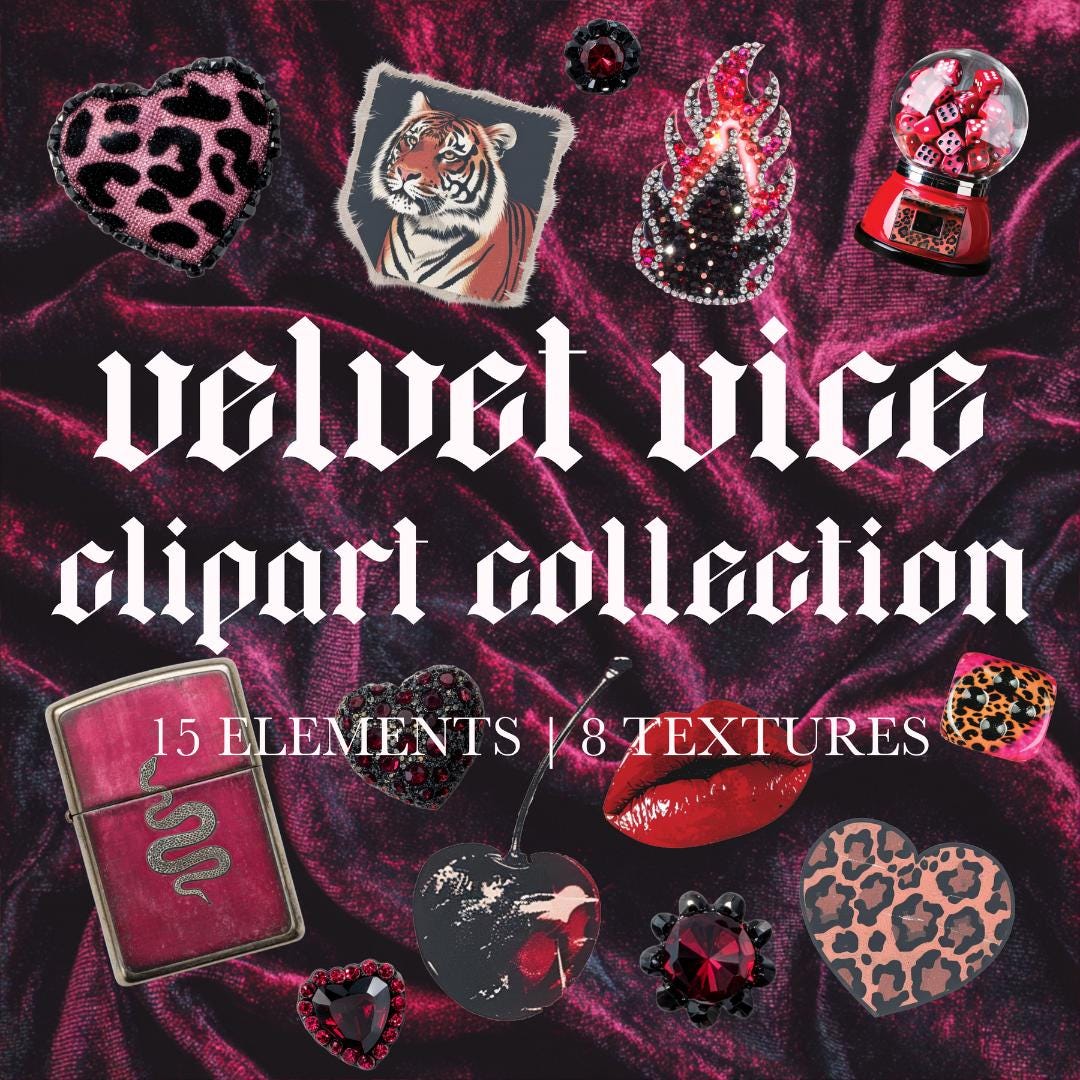 Velvet Vice Clip Art Collection, Seamless Patterns, Feral Luxury - Etsy