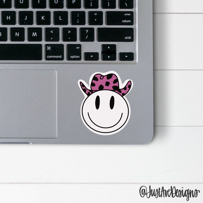 Cowgirl Smiley Face With Cowprint Hat Sticker - Etsy