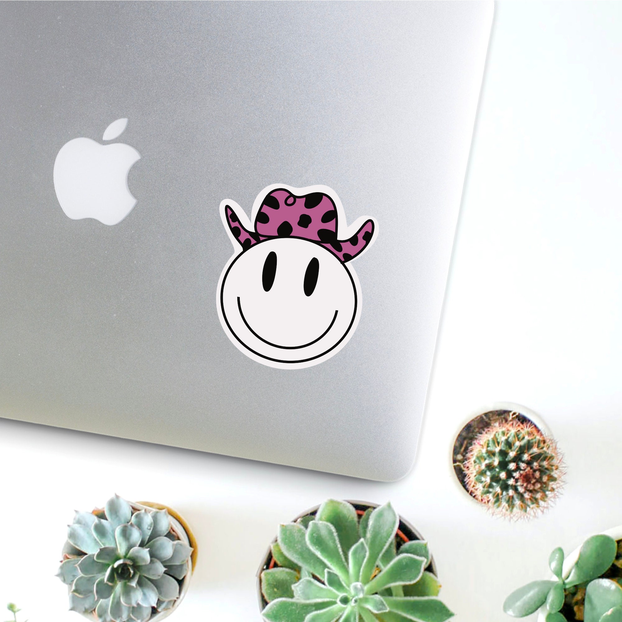 Cowgirl Smiley Face With Cowprint Hat Sticker - Etsy