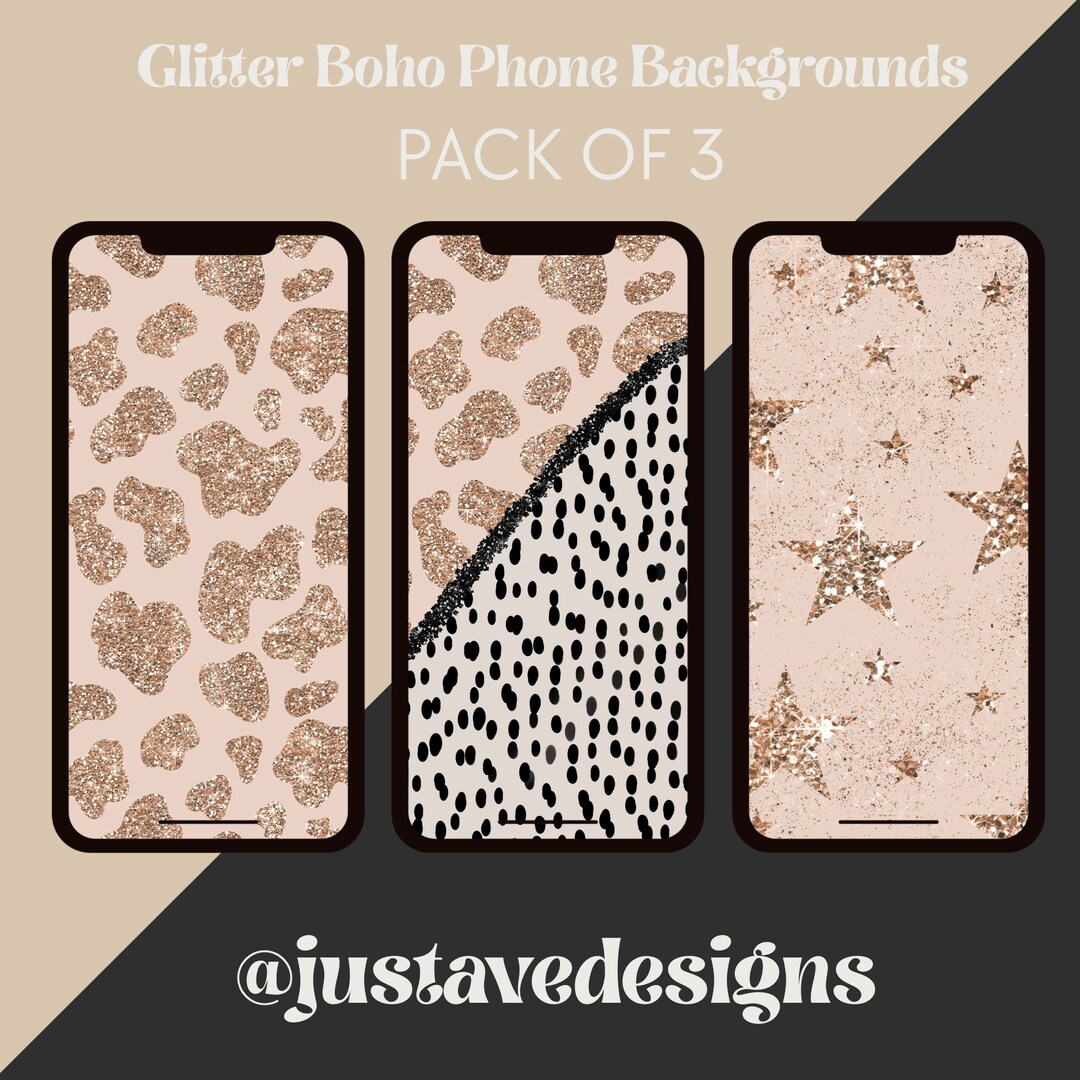 Rose Gold & Glitter Phone Background Bundle, Pack of Three Phone ...