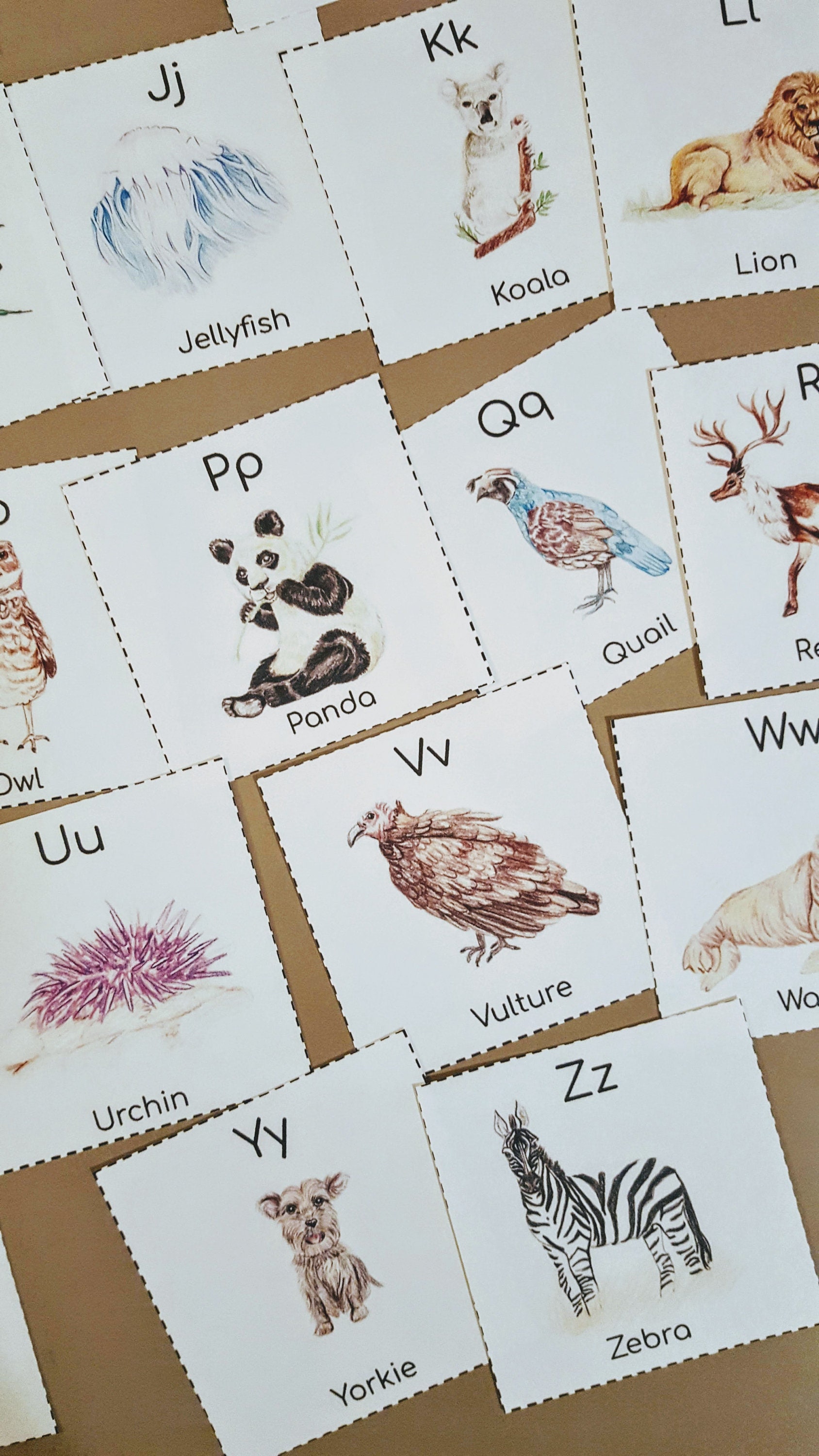 Vintage Hand-drawn Alphabet Animal Cards for Kids Printable - Etsy ...