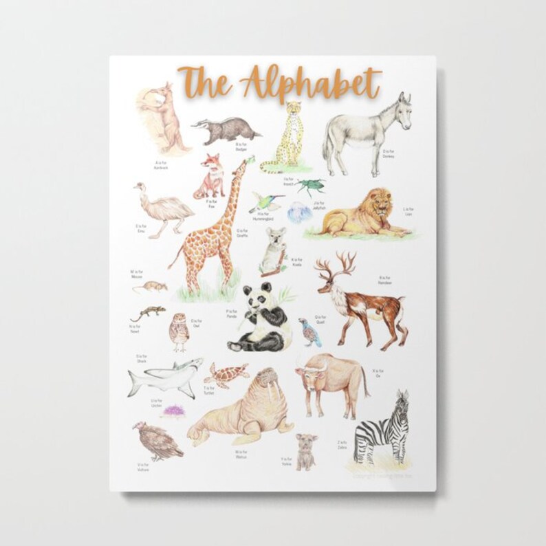 Vintage Animal Alphabet Poster - Homeschool, Elementary School Learning ...
