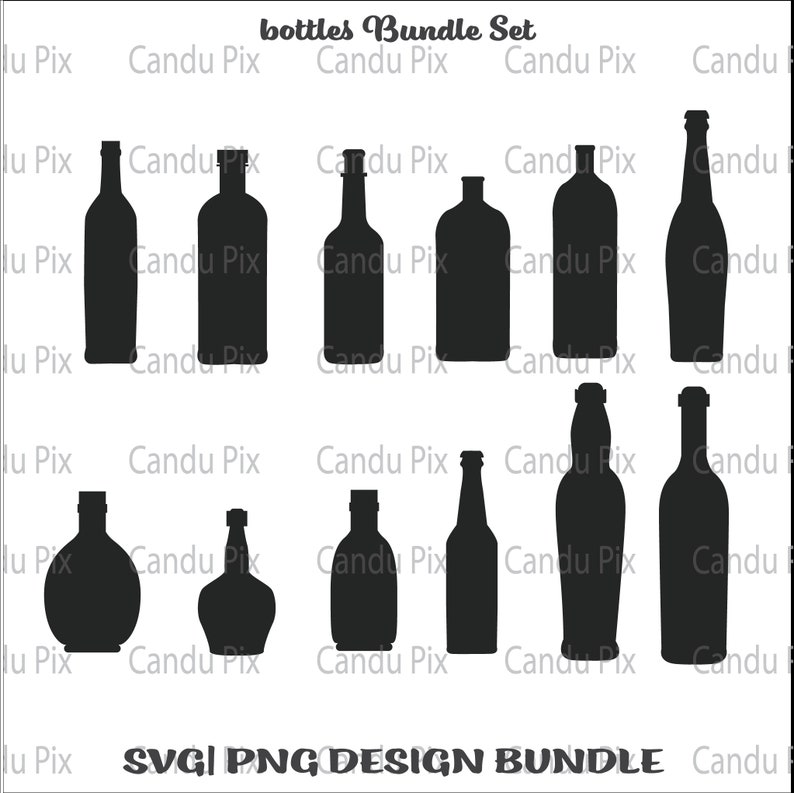 Bottles Set Svg, Wine Bottle Svg, Bottles Set Png, Wine Bottle Png ...