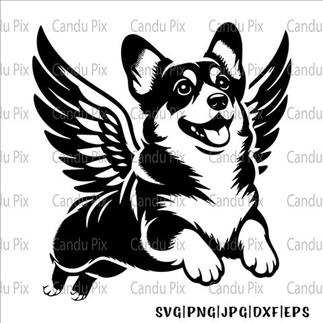 Corgi Angel Svg, Corgi Angel Png, Corgi Angel Dxf, Pet Portrait Svg ...